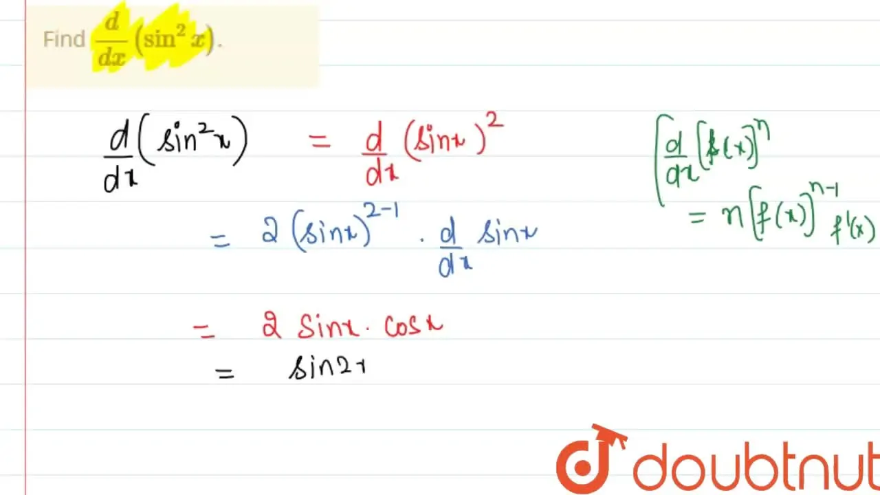 [Punjabi] Find d/dx(sin^2x).