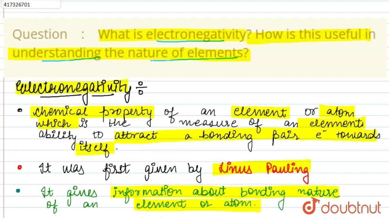 What is electronegativity? How is this useful in understanding the nat