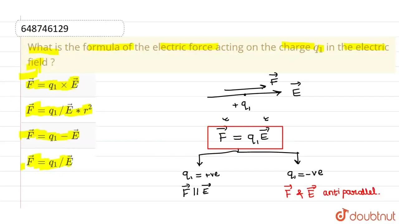 What is the formula of the electric force acting on the charge q(1) i