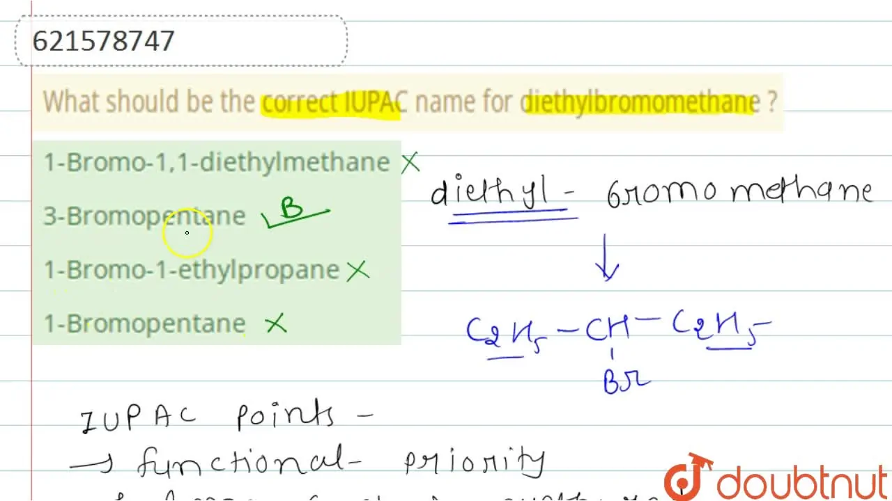 [Gujrati] What should be the correct IUPAC name for diethylbromomethan