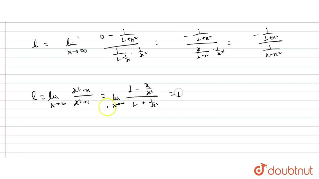 L i m i t\ l=(lim)(x->oo)(pi/2-t a n^-1\ x)/(ln(1-1/x)) equals