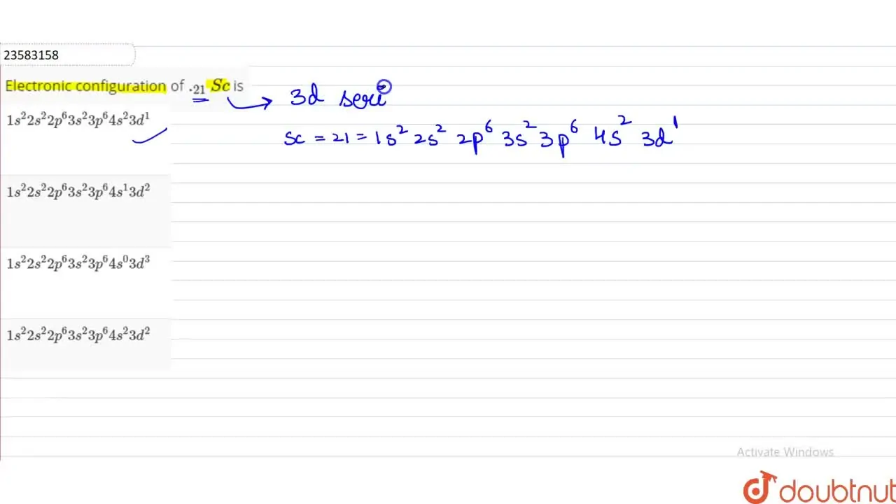 Electronic configuration of .(21)Sc is