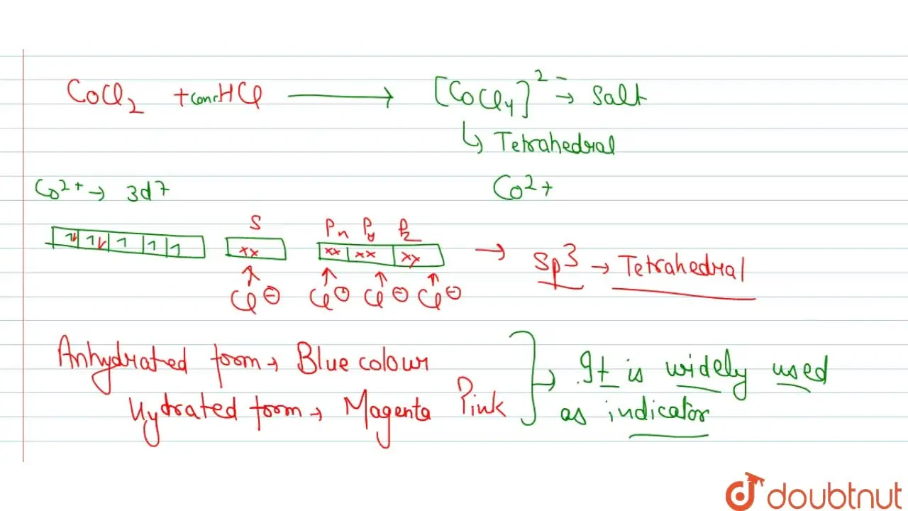 An aqueous solution of COCL2 on addition of excess of concentrated HCl