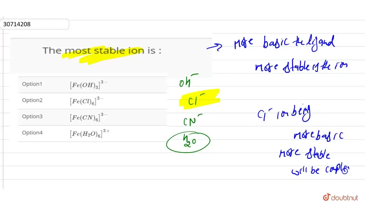 The most stable ion is