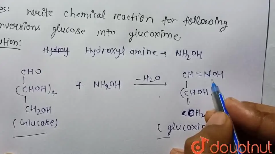 Write chemical reaction for following conversions glucose into gluco