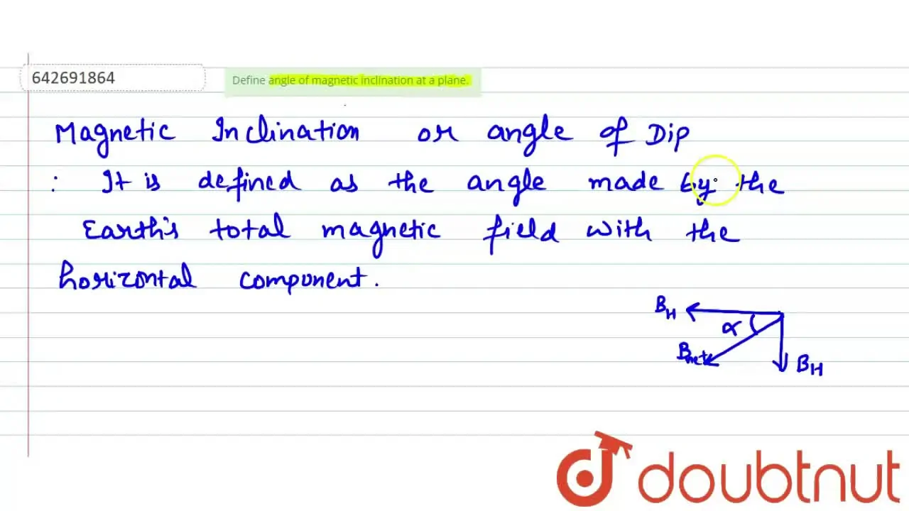 [Punjabi] Define angle of magnetic inclination at a plane.