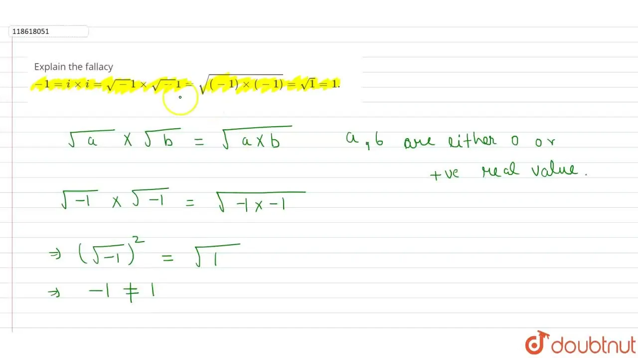 Explain The Fallacy 1 ixxi sqrt 1xxsqrt 1 sqrt 1 xx 1 sqrt1 1 Explain The Fallacy 1 ixxi sqrt 1xxsqrt 1 sqrt 1 xx 1 sqrt1 1