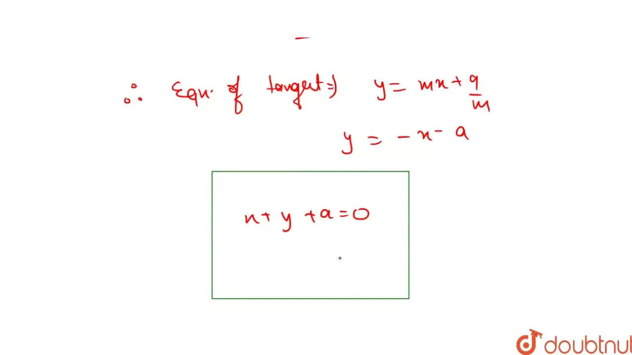 The common tangent to the parabola y^2=4ax and x^2=4ay is