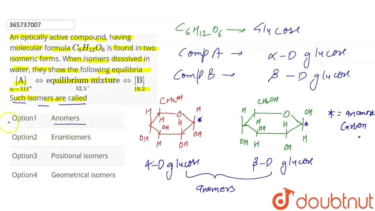 An optically active compound, having molecular formula C6 H12 O6 is fo