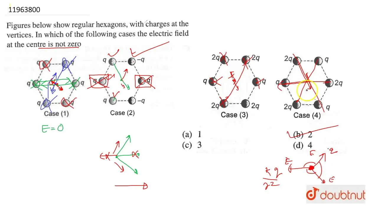 Figure below show regular hexagons with charges at the vertices. In w