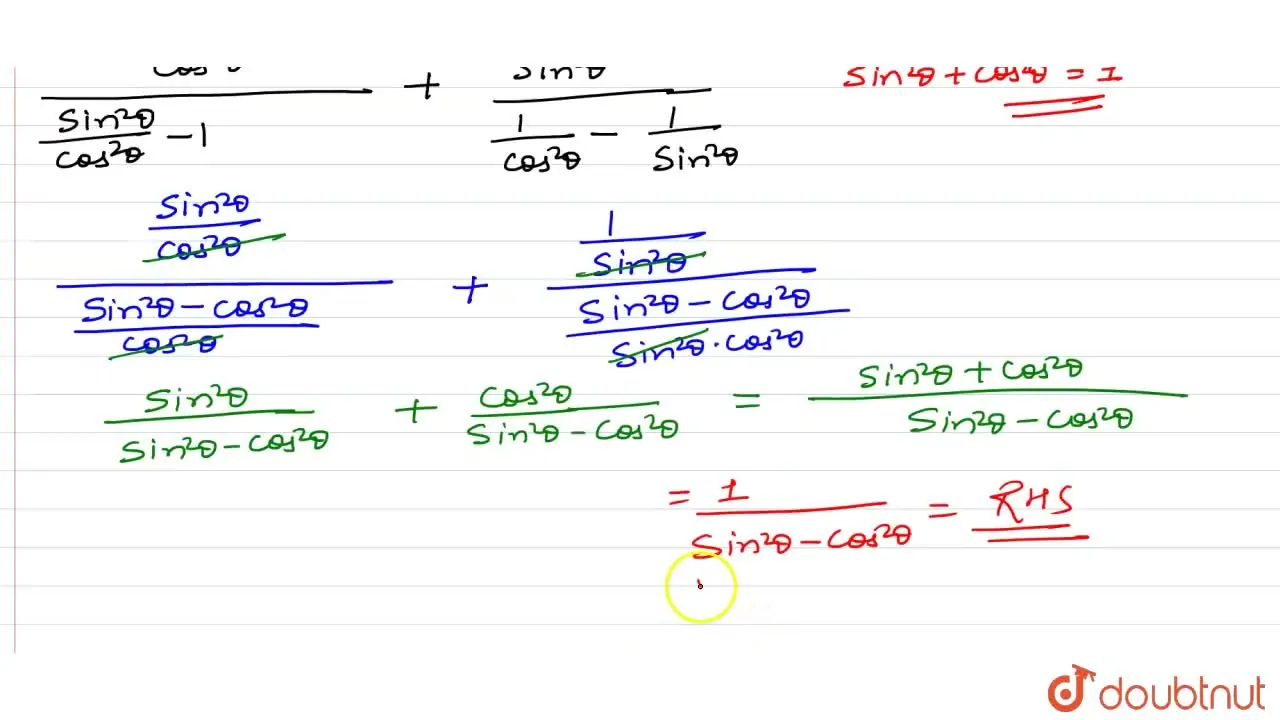 Prove that : (tan^(2)theta)/(tan^(2)theta-1)+("cosec"^(2)theta)/(se