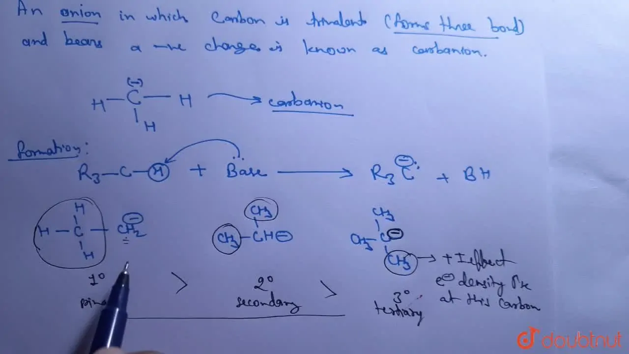 what is a carbanion? how is it formed? discuss relative stability of p