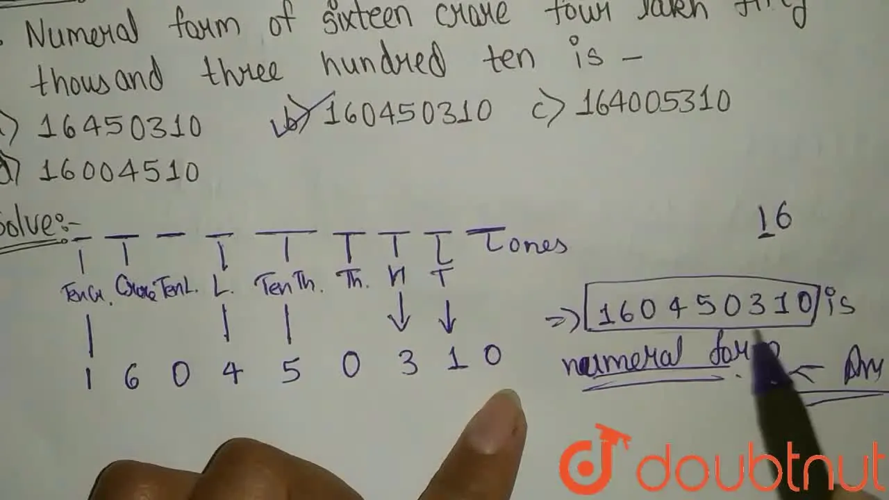 Numeral form of sixteen crore four lakh fifty thousand three hundred t