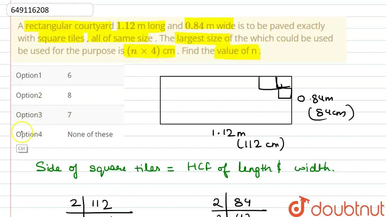 A rectangular courtyard 1.12 m long and 0.84 m wide is to be paved exa