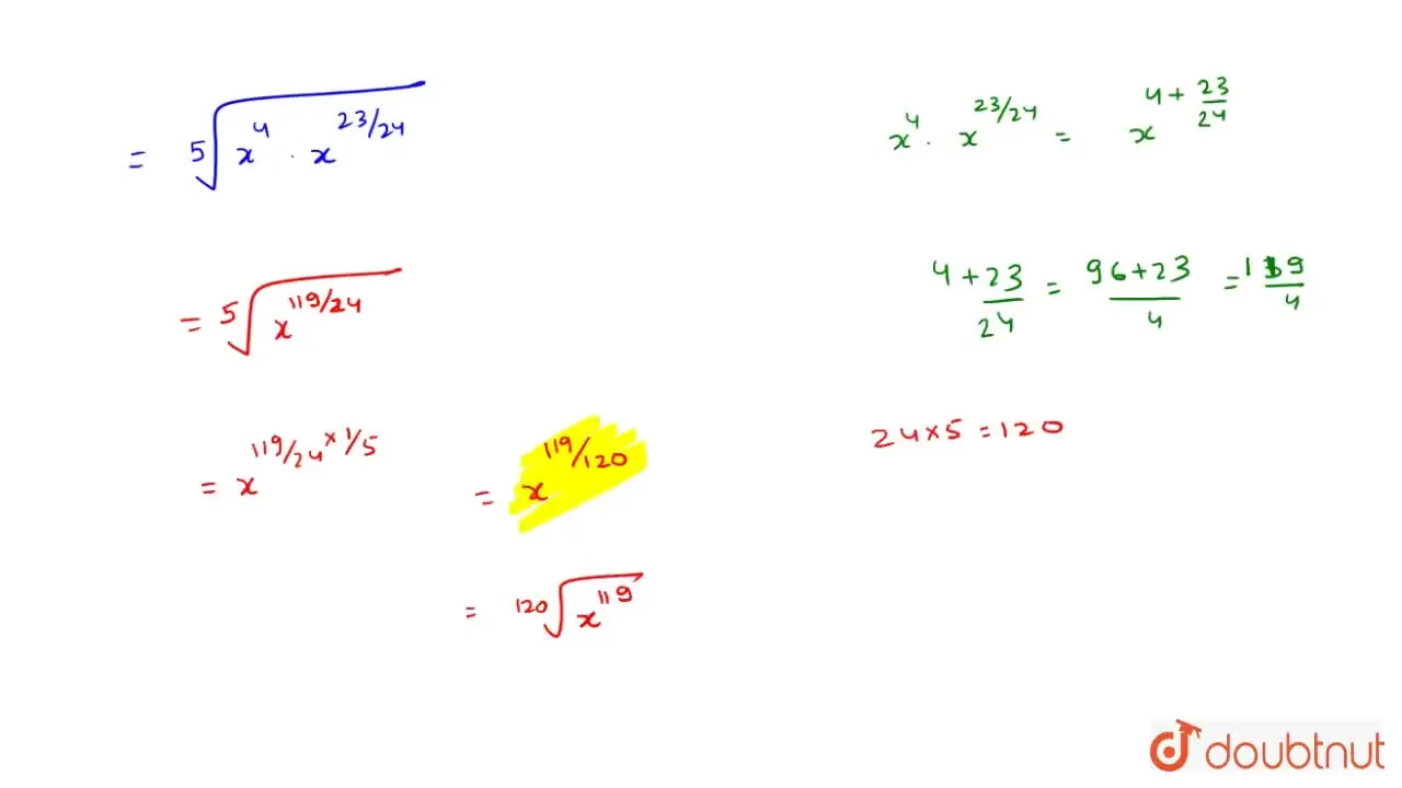 Simplify root5(x^4 root 4 (x^3 root 3(x^2 sqrtx))).