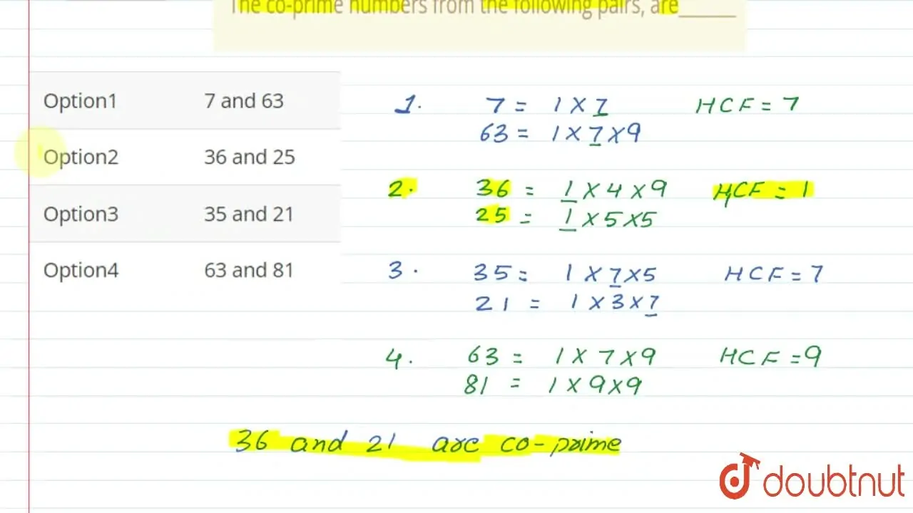 The co-prime numbers from the following pairs, are