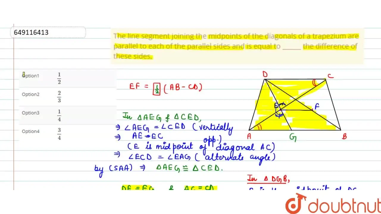The line segment joining the midpoints of the diagonals of a trapezium