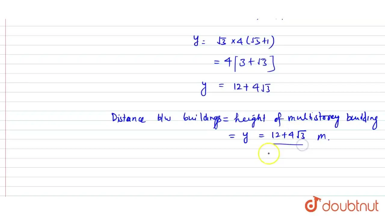 The angles of depression of the top and bottom of a 8m tall building f