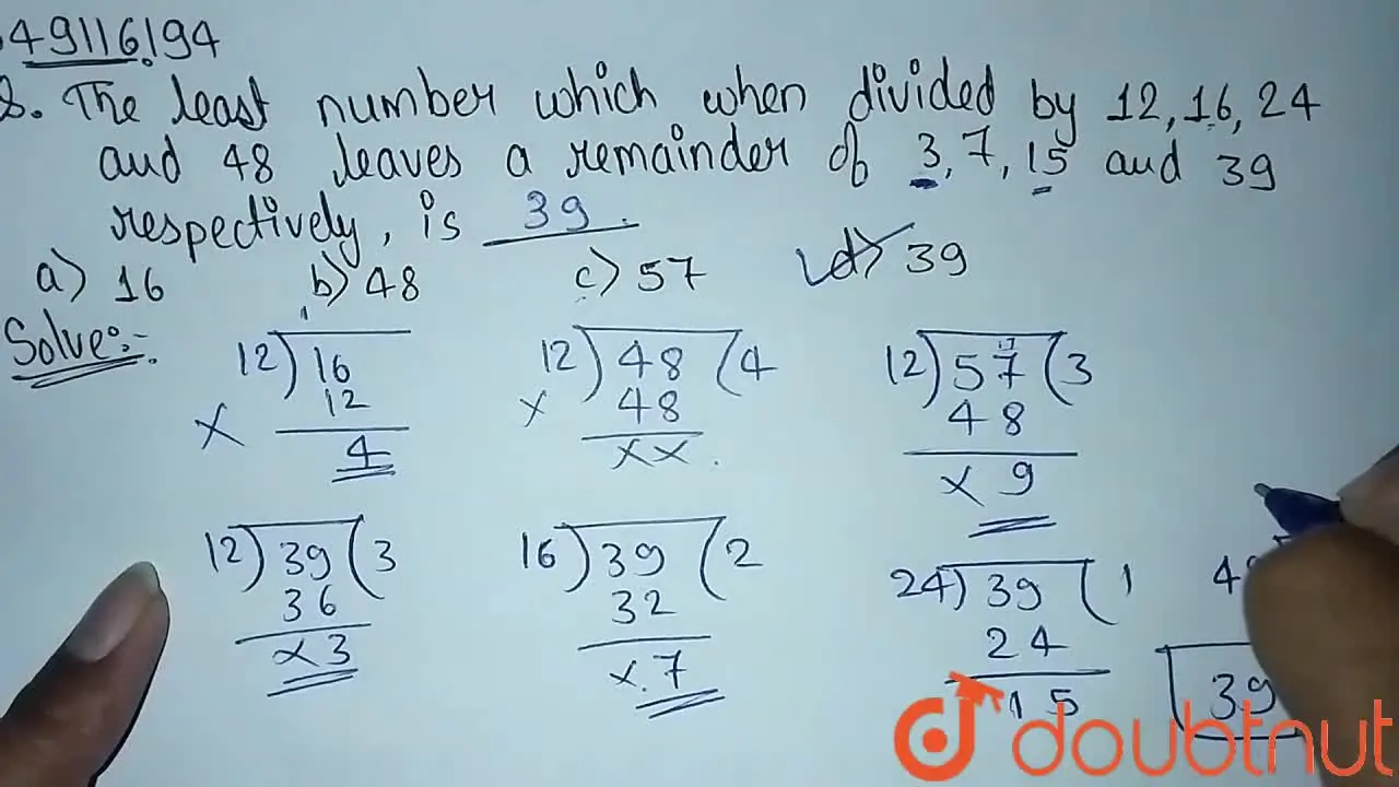 The least number which when divided by 12,16,24 and 48 leaves a remain