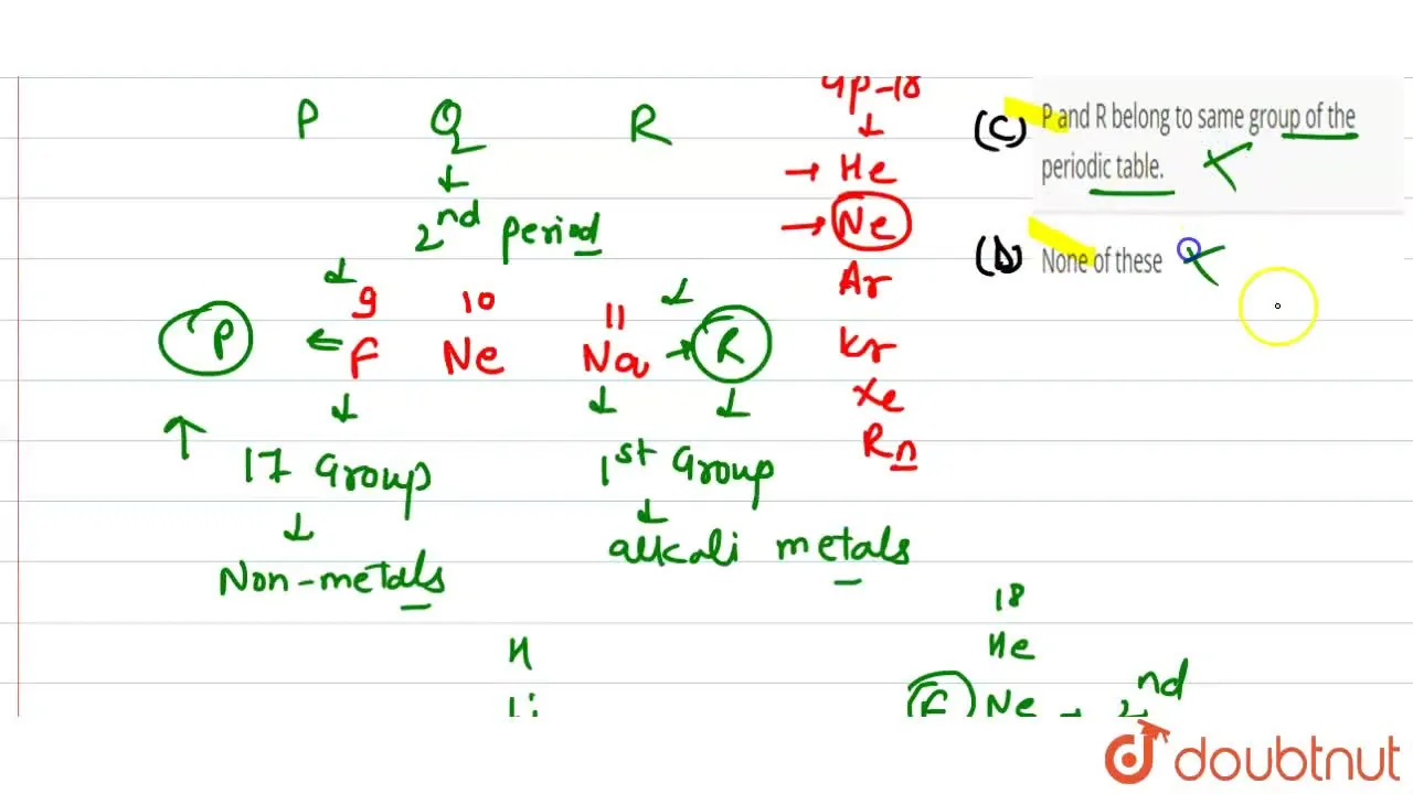 P and R belong to same group of the periodic table.