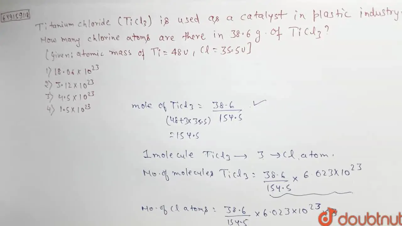 Titanium chloride (TiCl3) is used as a catalyst in plastic industry. H
