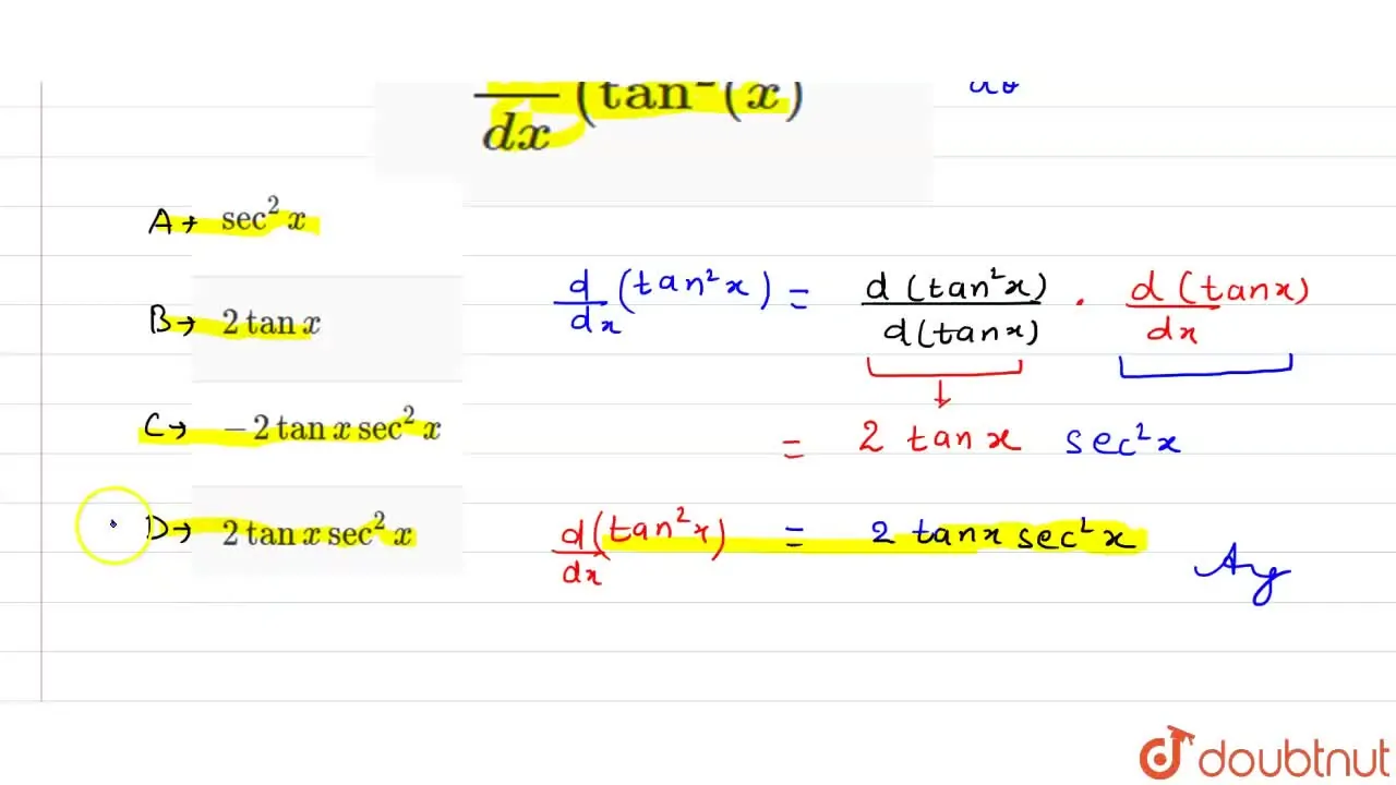 [Solved] d/dx(tan^2(x)