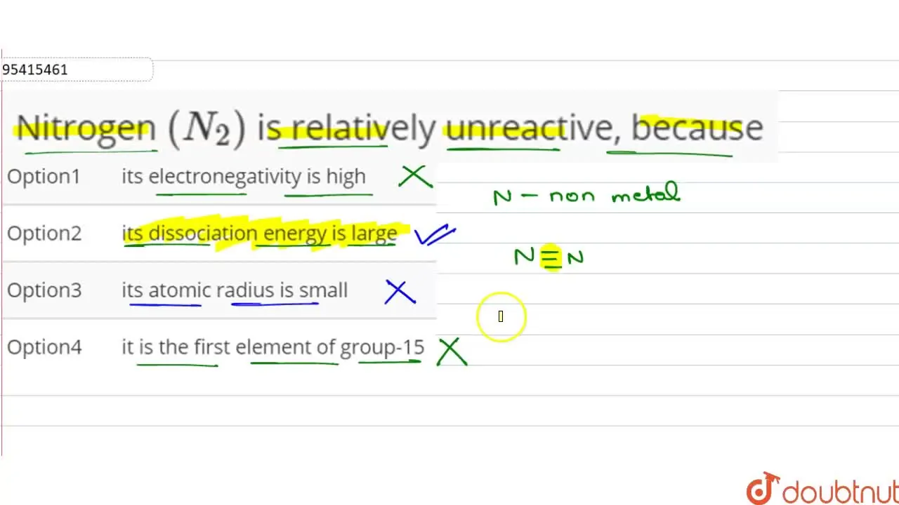 Nitrogen (N(2)) is relatively unreactive, because