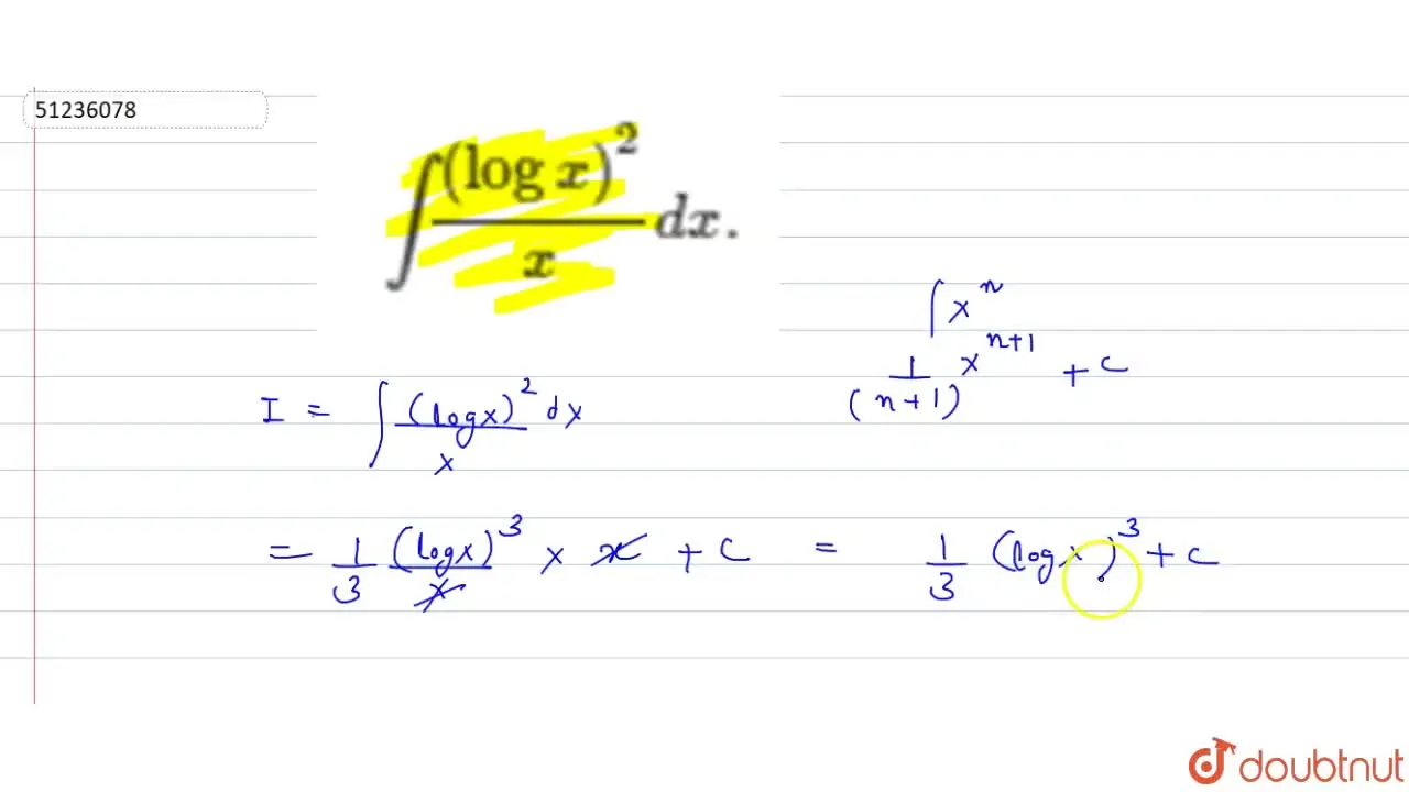 int((logx)^(2))/(x)dx.