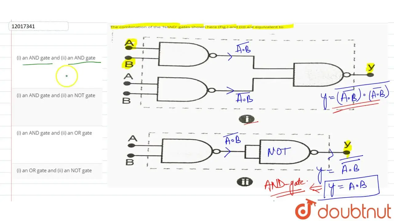 The combination of the 'NAND' gates shown here (Fig.) and (ii)) are eq