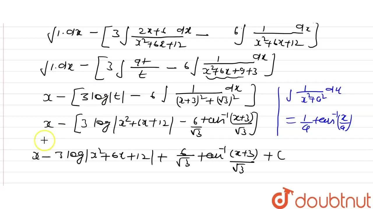 ज्ञात करें int x^2/(x^2 + 6x +12)dx