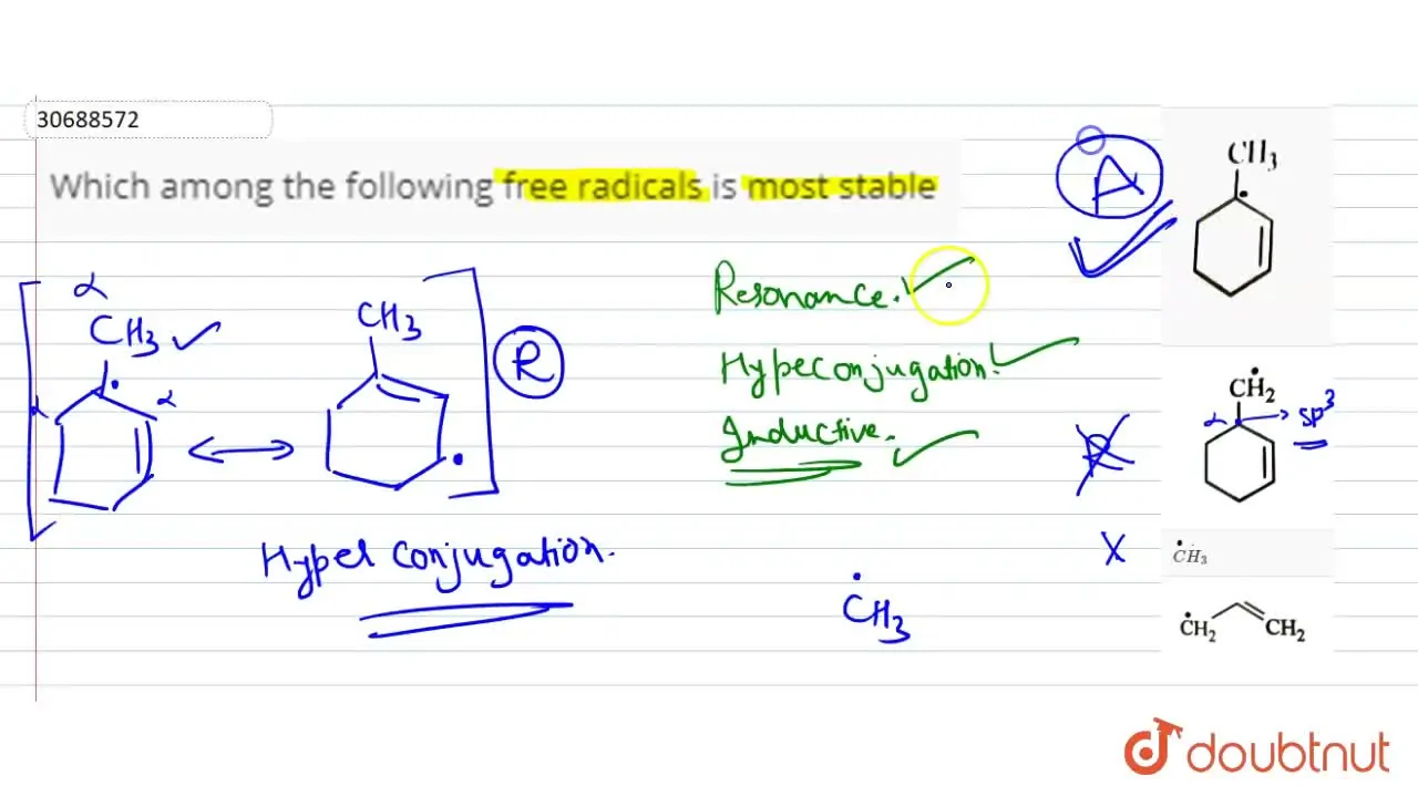 Which among the following free radicals is most stable