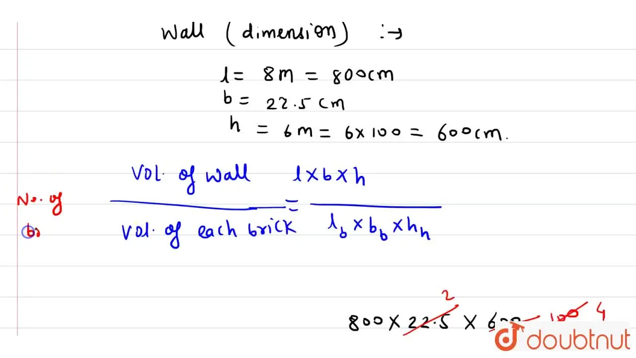 How many bricks will be required to construct a wall 8m long, 6m high