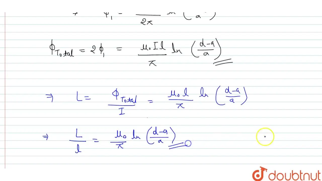 Find the inductance of a unit length of two parallel wires, each of ra