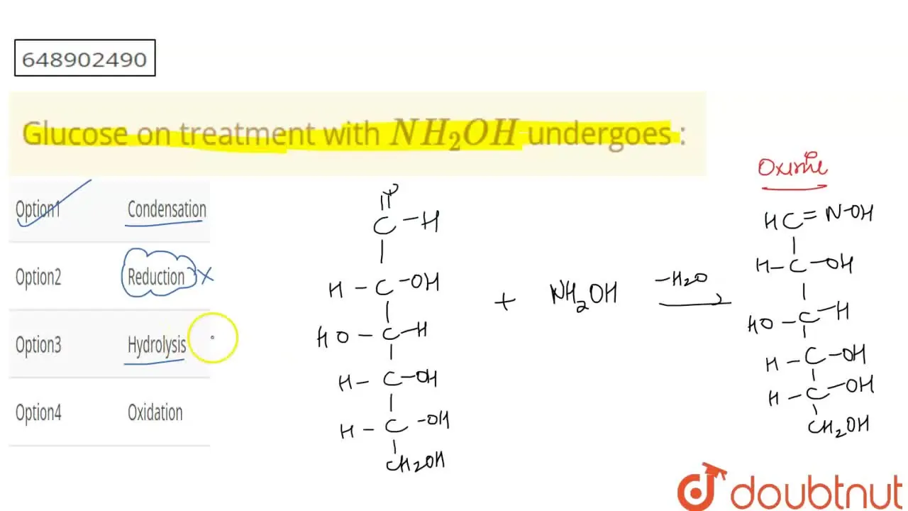 Glucose on treatment with NH2OH undergoes