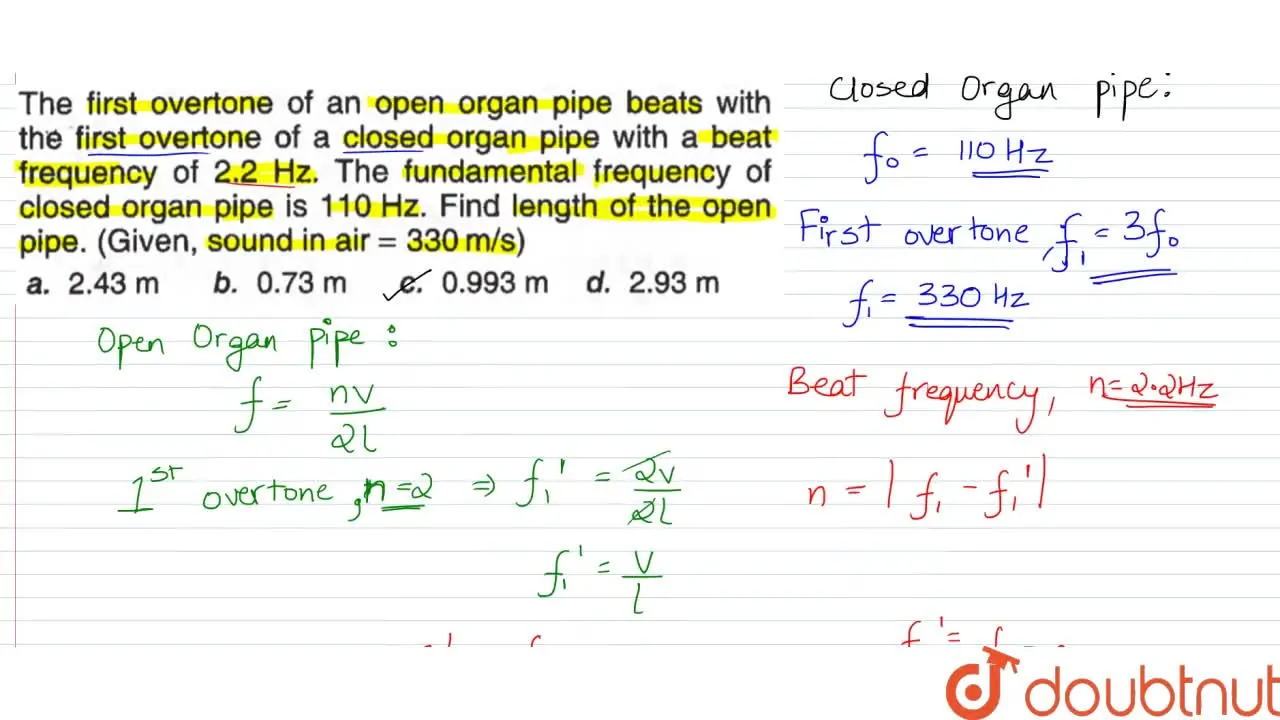 The first obertone of an open organ pipe beats with the first overtone