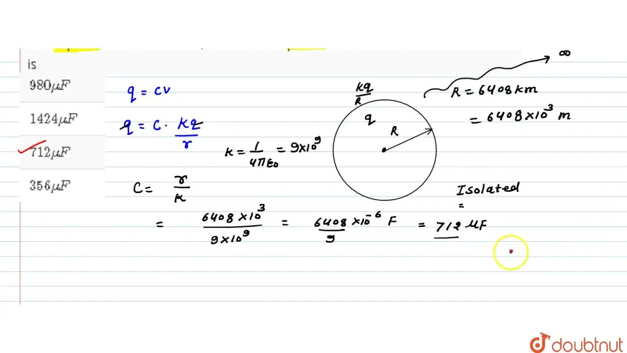 The capacitance of the earth, viewed as a spherical conductor of radiu