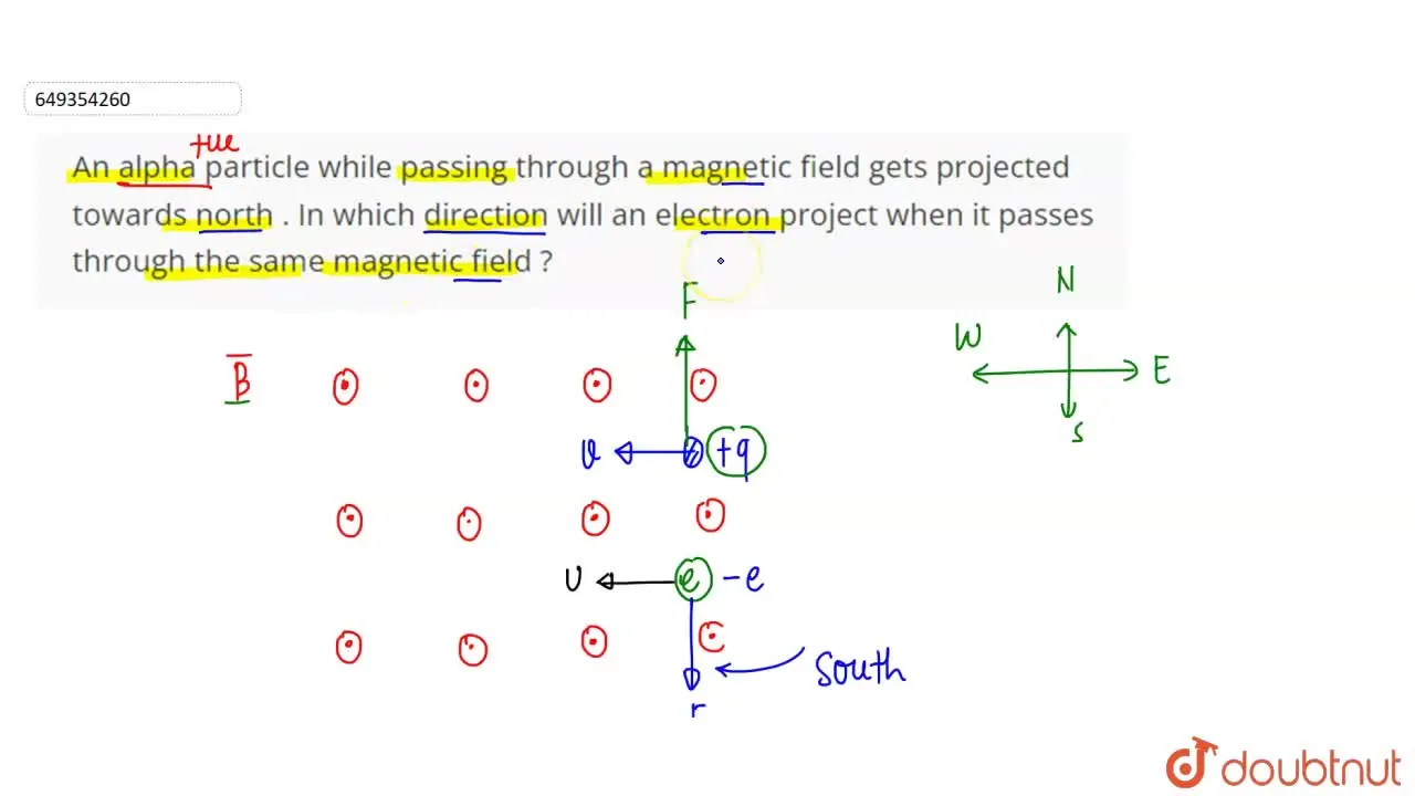 An alpha particle while passing through a magnetic field gets projecte