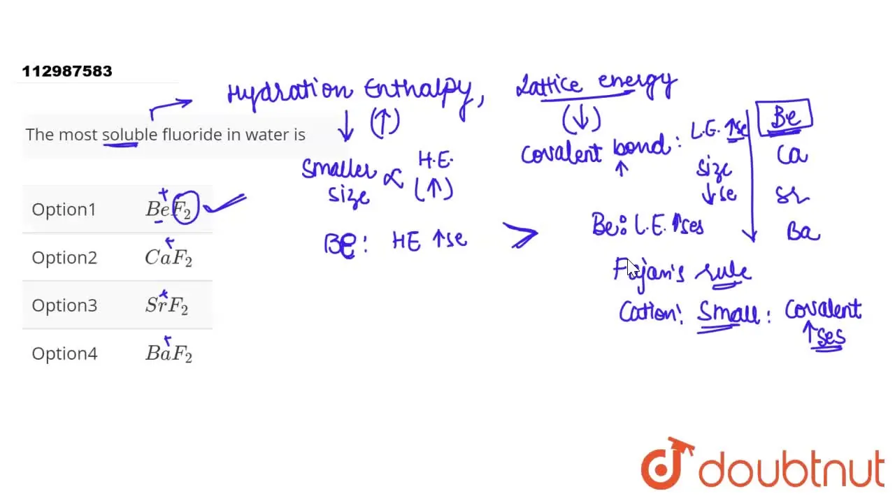 The most soluble fluoride in water is