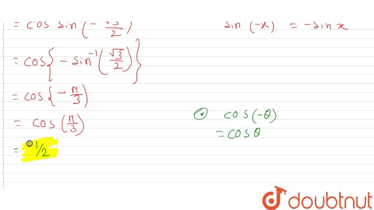 [Bengali] cos sin ^(-1)(-(sqrt(3))/(2))