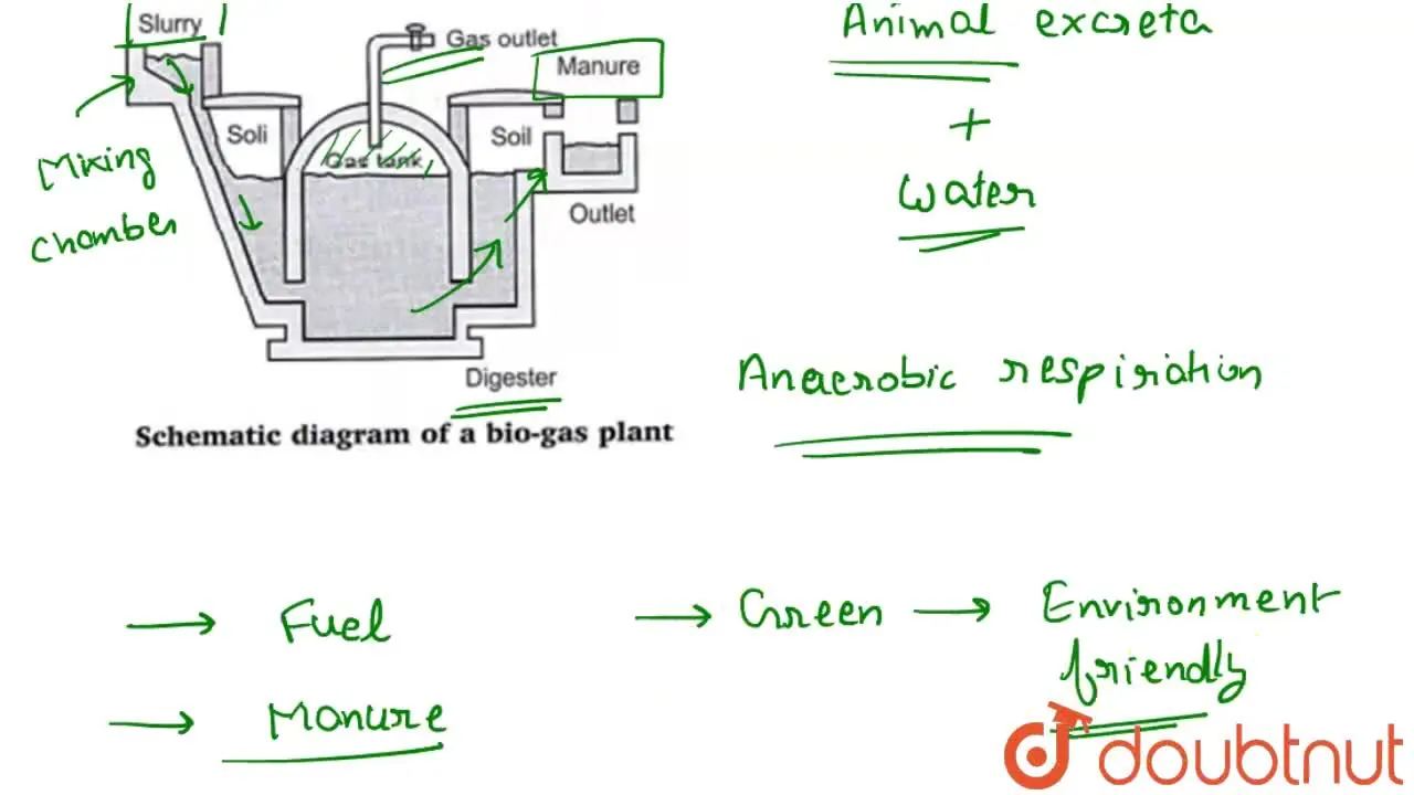 Describe a Fixed Dome Type Biogas plant by drawing its essential featu