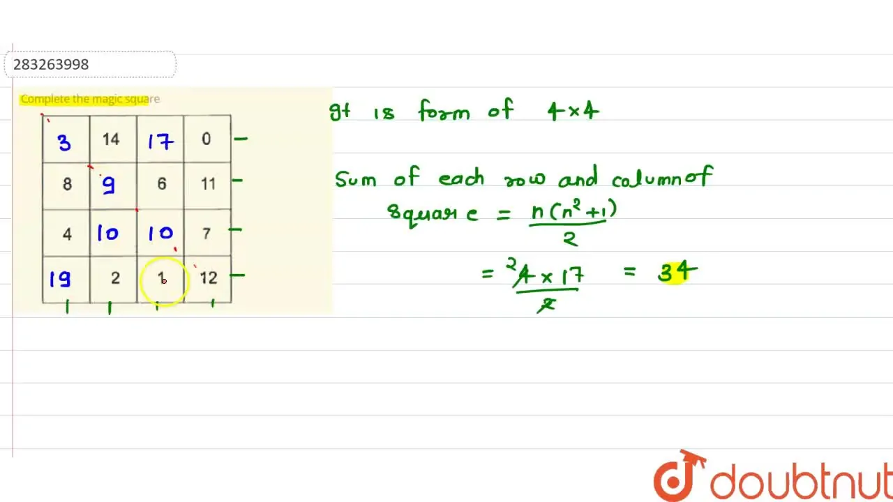 Complete the magic square