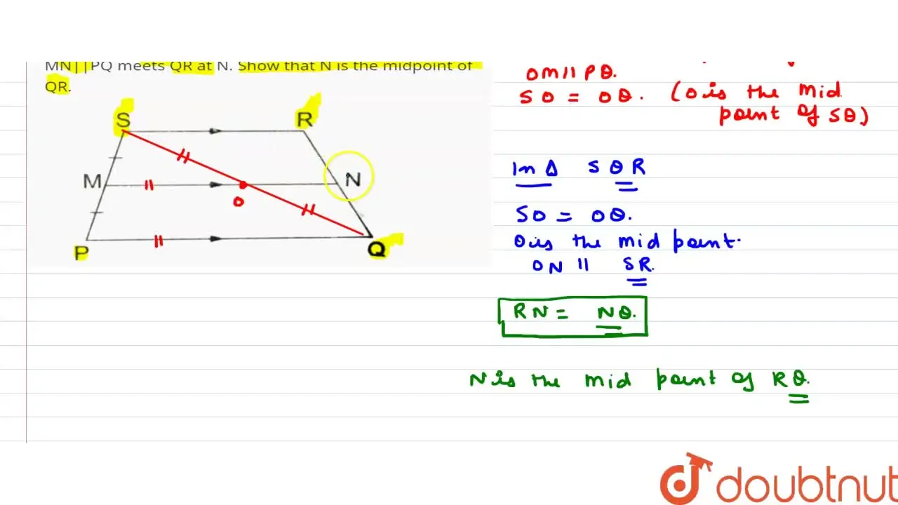 In the adjoining figure, PQRS is a trapezium in which PQ||SR and M is