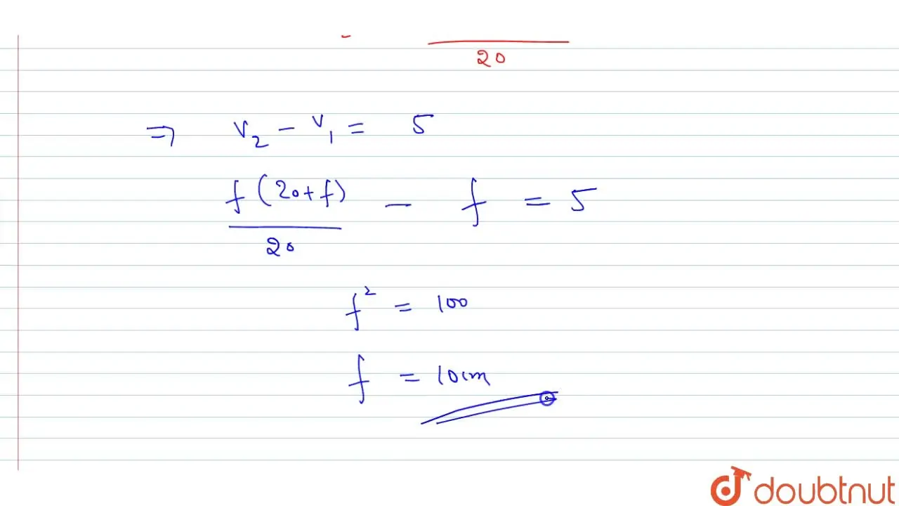 An object is placed first at infinity and then at 20 cm from the objec