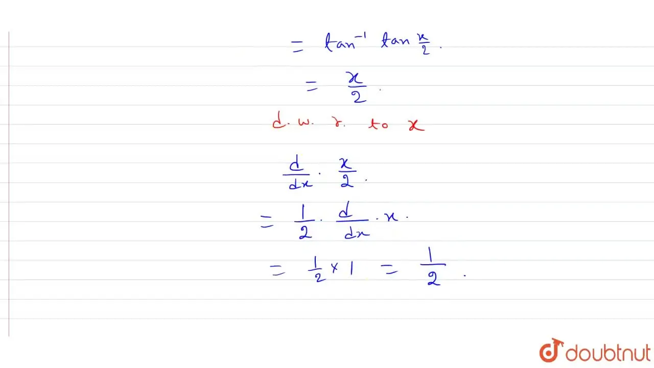 [Bengali] Find the derivatives w.r.t. x : tan^(-1)((sinx)/(1+cosx))