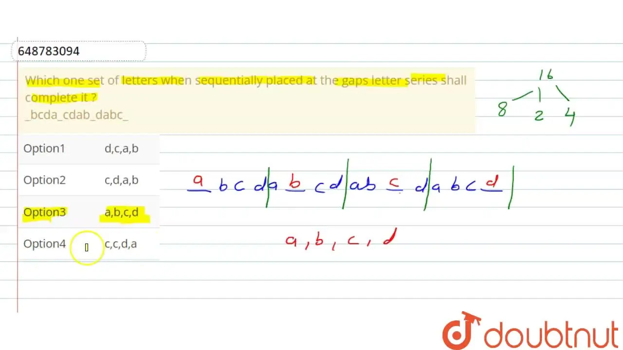 Which one set of letters when sequentially placed at the gaps letter s