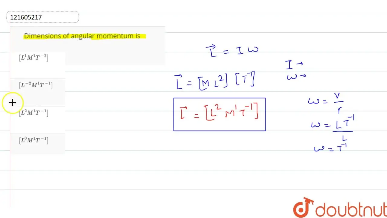 Dimensions of angular momentum is