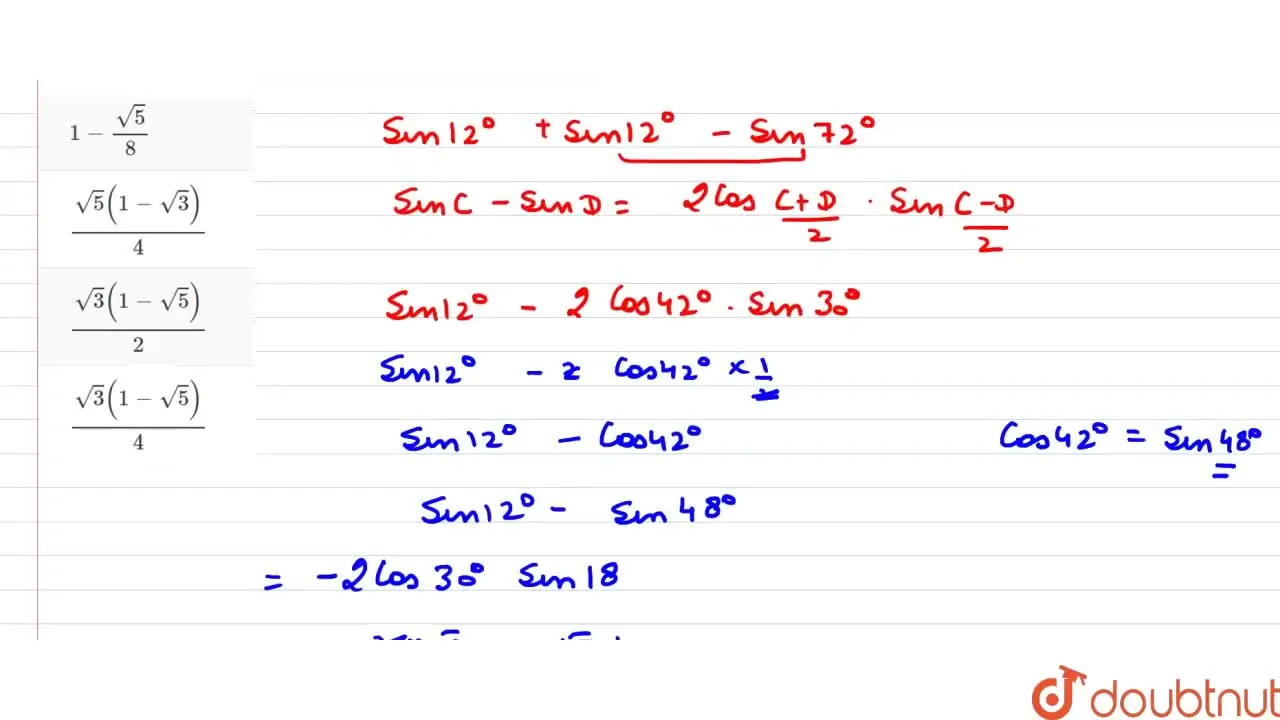 2 sin 12^@-sin 72^@=?