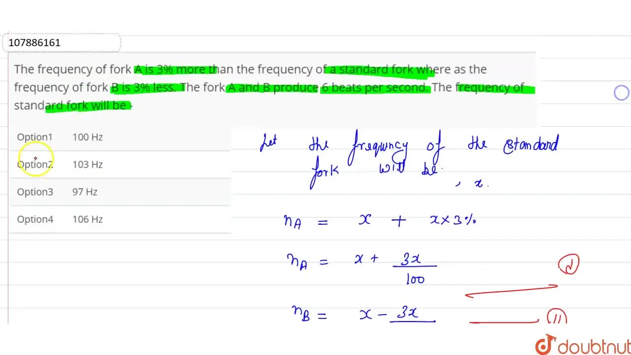 The frequency of fork A is 3% more than the frequency of a standard fo