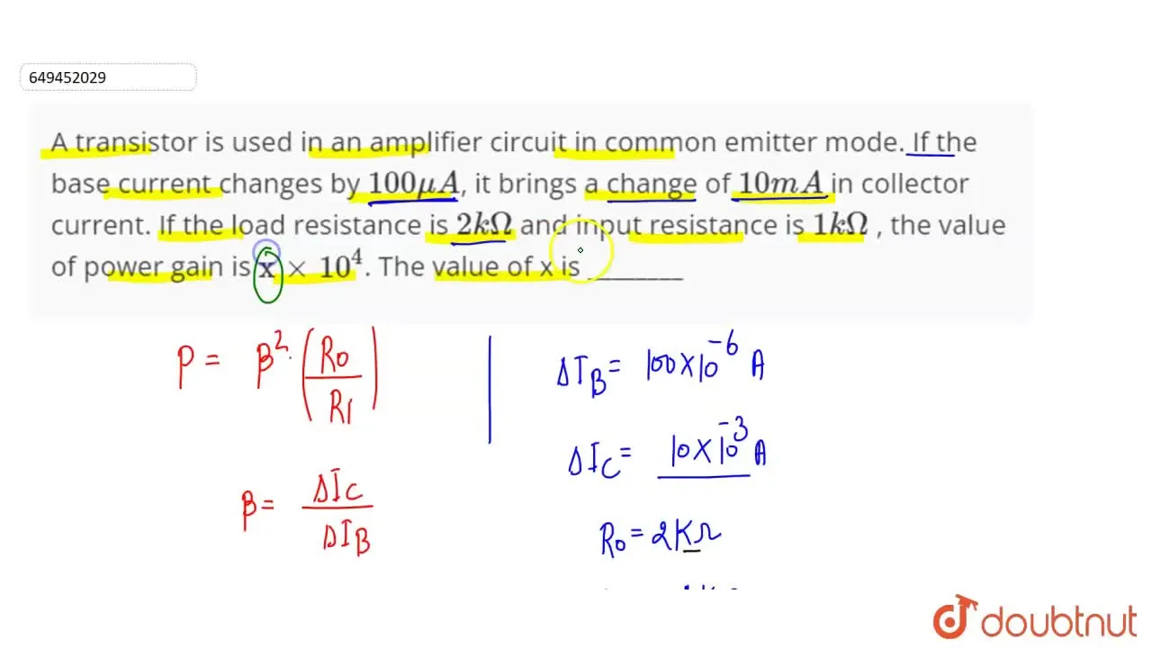 A transistor is used in an amplifier circuit in common emitter mode. I