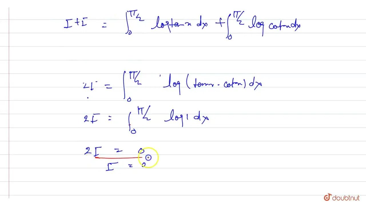 int(0)^(pi"/"2) ln(tan x)dx का मान क्या है